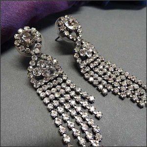 Jewelry | 196s Chandelier Pierced Rhinestone Earrings Exceptional ...